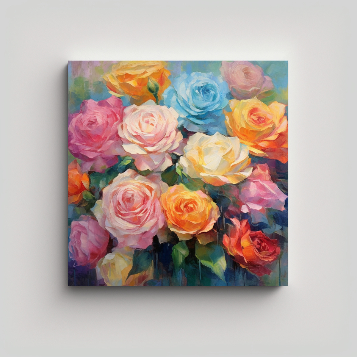 Cuadro De Rosas Con Detalles En Colores Cálidos - Lienzo En Estilo Estilo Óleo - Decocuadros