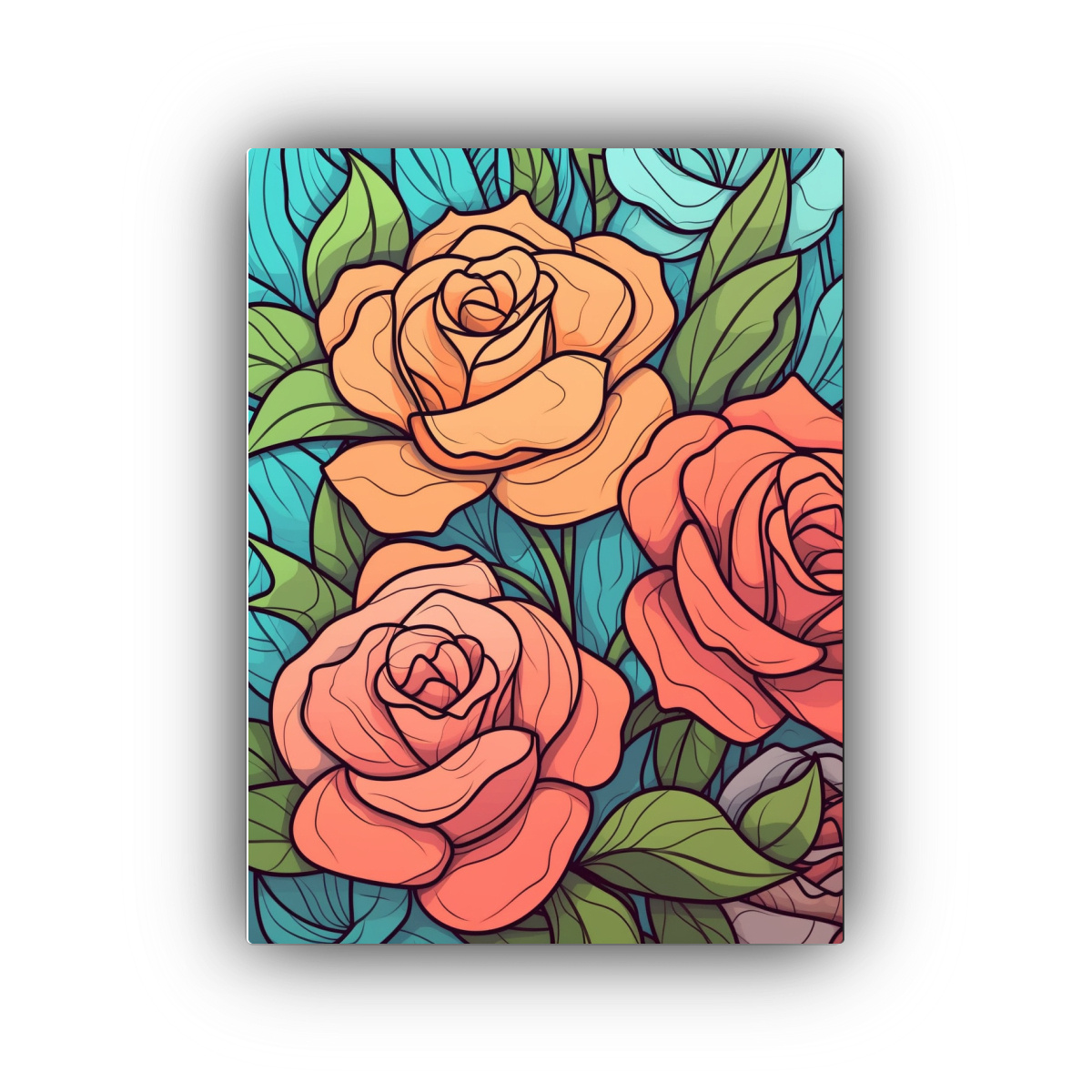 Cuadro De Tela Acuarela Relajante Equilibrio Flores Rosas Esquema Colorido Fondo Colorido ...