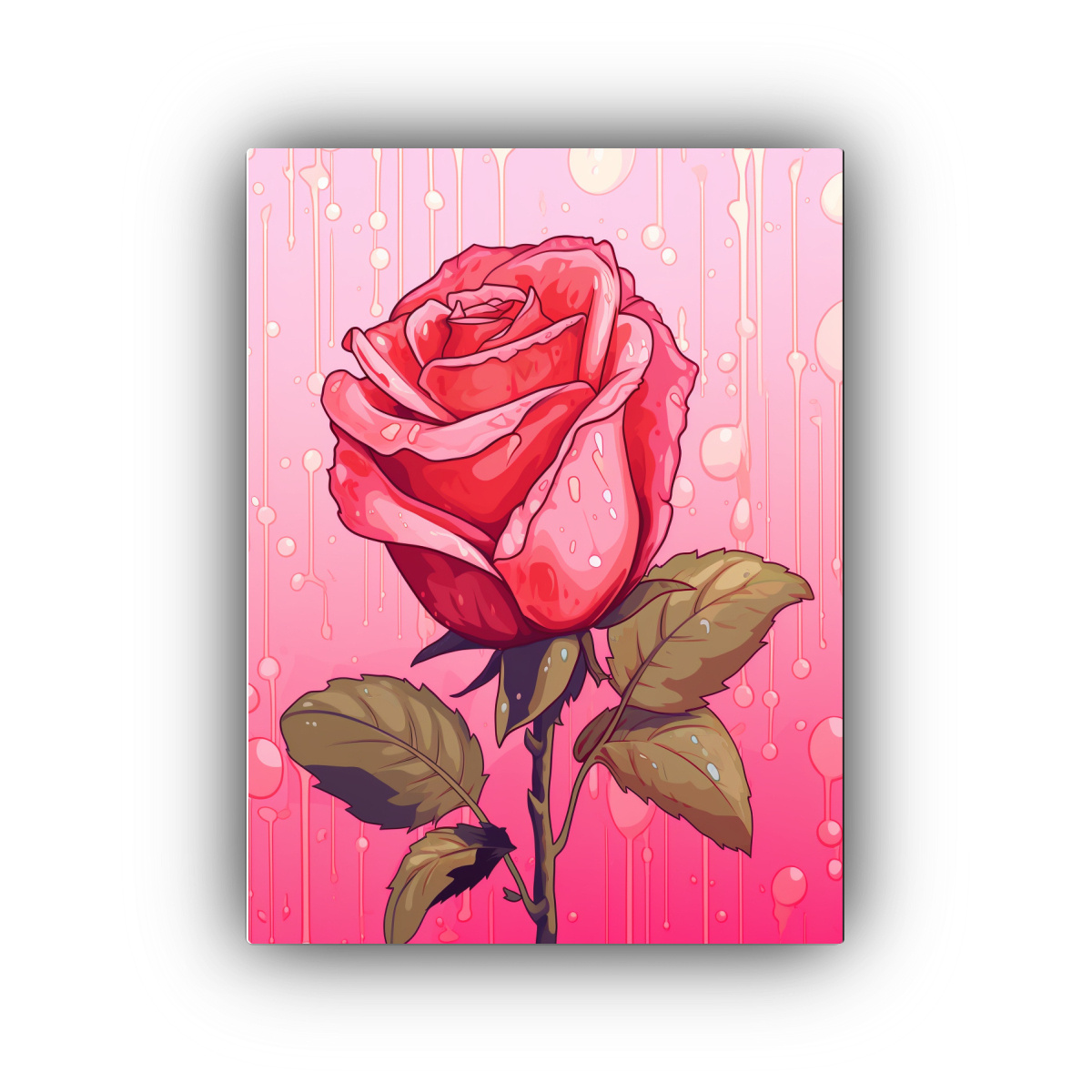 Cuadro De Tela Con Colores Luminosos Y Estilos De Caricatura De Rosas Gruesas En Fondo Rosa ...