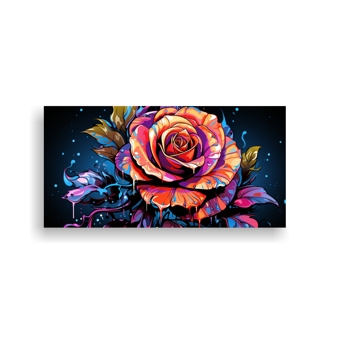 Cuadro De Tela Con Diseño De Rosa Multicolor Estilo Graffiti - Decocuadros