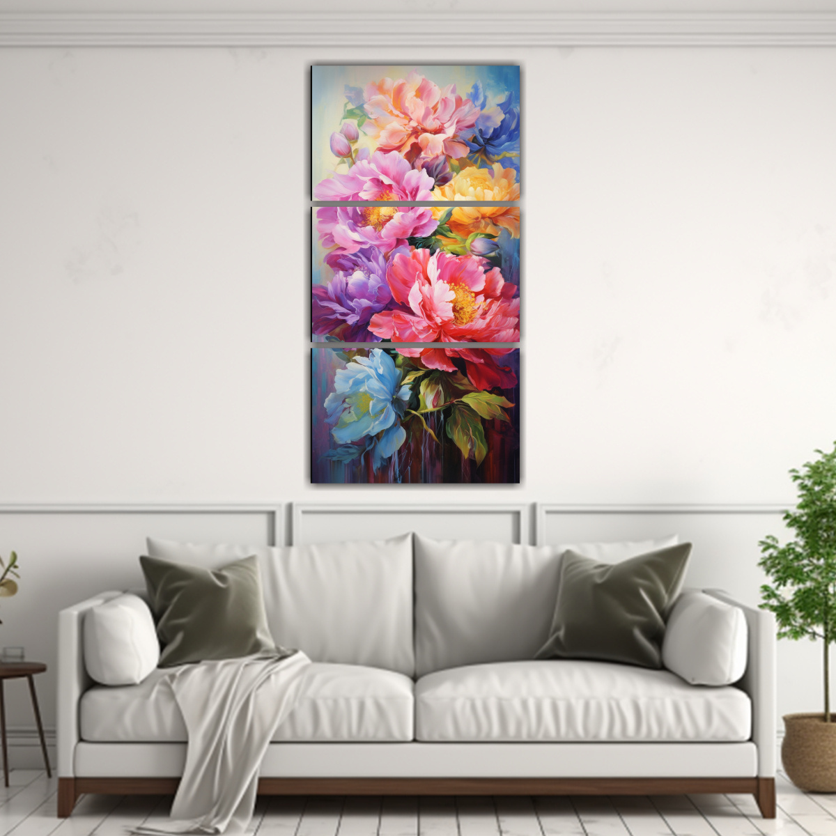 Cuadro De Tela Con Sensibilidad Artística A Colores Arcoíris: Peonías - Decocuadros