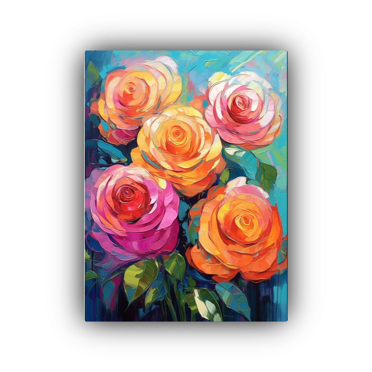 Cuadro De Tela Sublimada Con Rosas Al Estilo De Peter Max - DecoCuadros