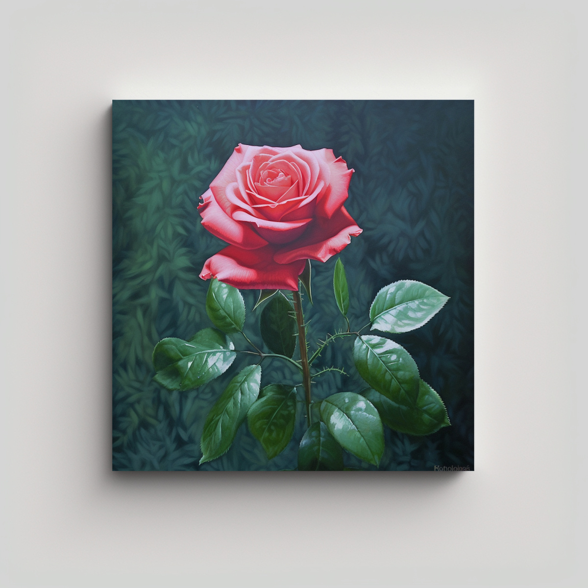 Cuadro Decorativo Abstracto: Rosa Con Hoja Verde - DecoCuadros