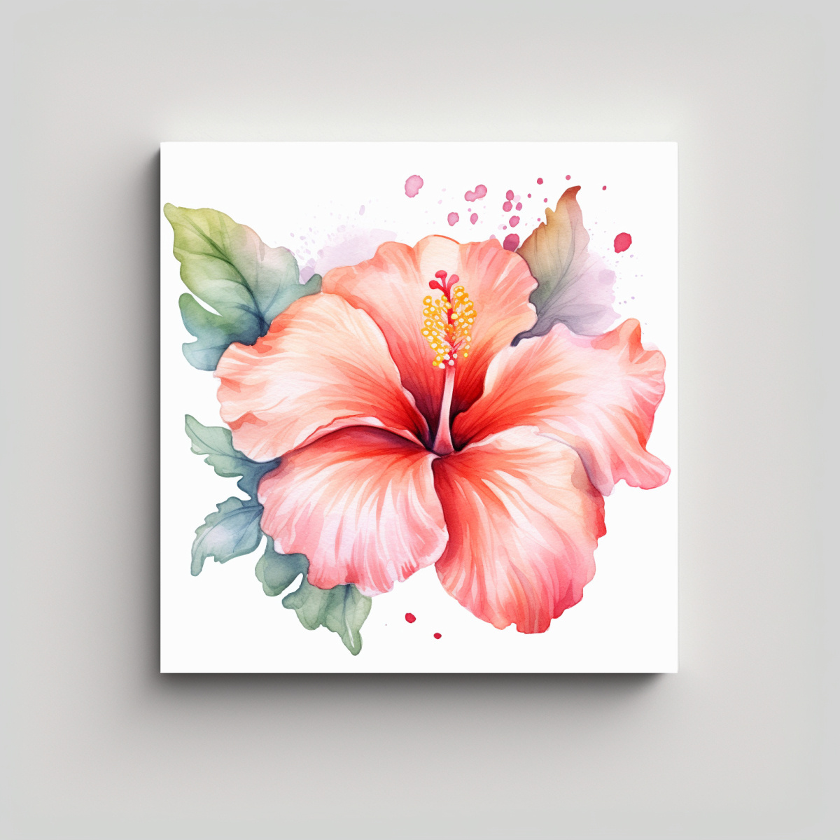 Cuadro Decorativo Belleza Natural: Hibiscus En Acuarela Estilo Cartoon ...