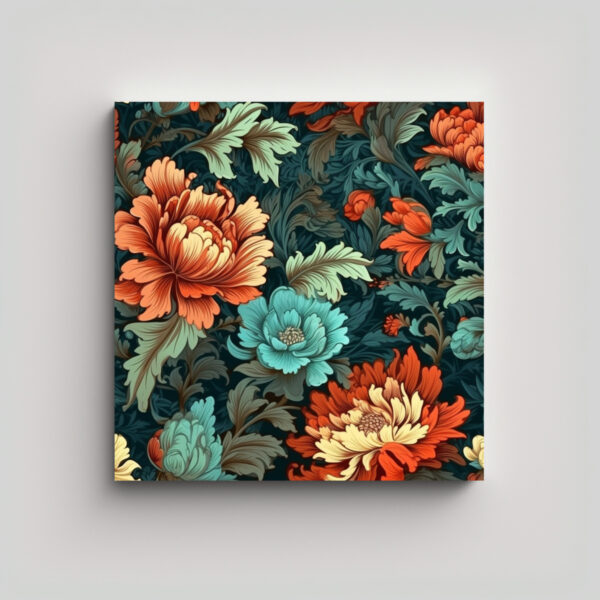 Cuadro Decorativo Canva Vintage Con Patrón Floral Chino - DecoCuadros