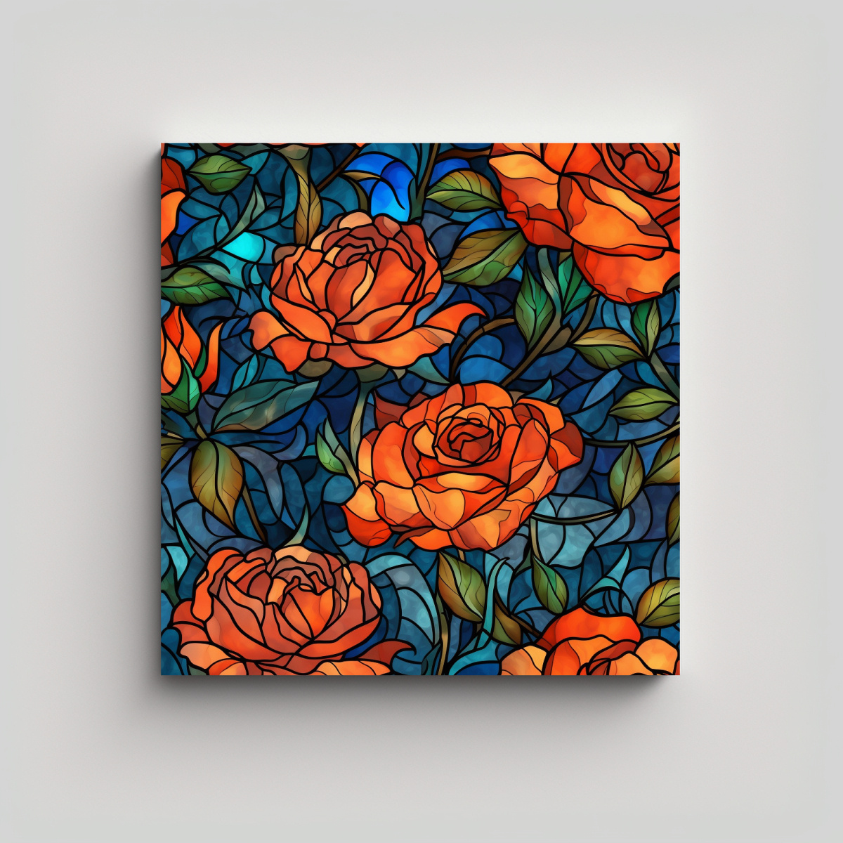 Arte Vanguardista Con Patrón De Vidrieras Y Rosas En Armonía De Colores - Cuadros Decorativos ...