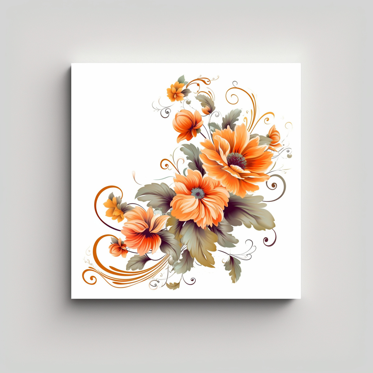 Cuadro Decorativo Con Flores - Composición Hermosa En Lienzo Tela Y Esquema En Blanco - Decocuadros