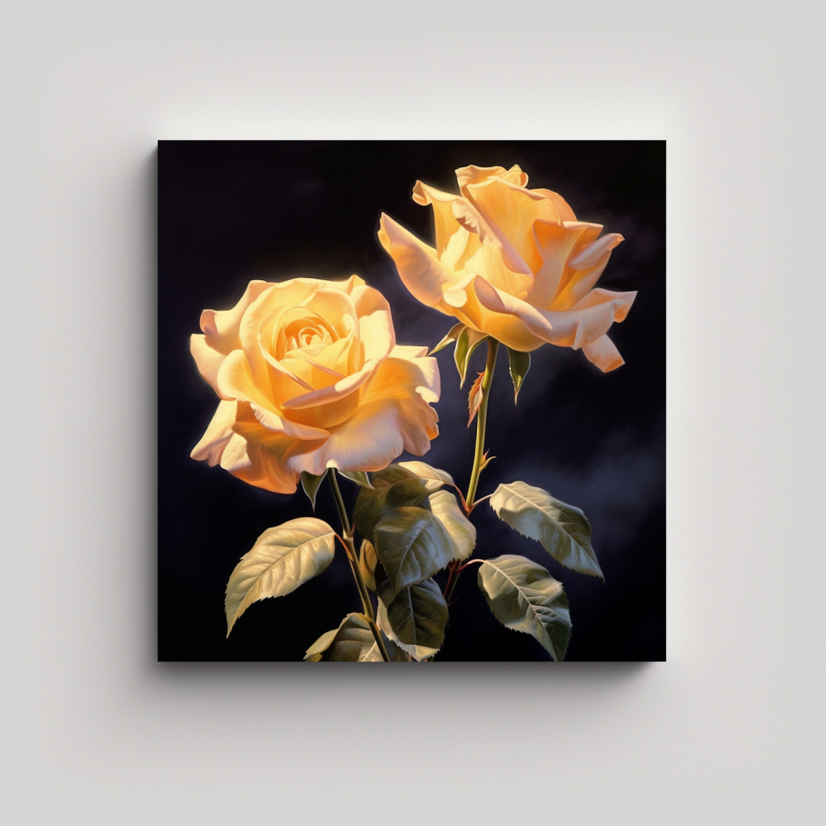 Cuadro Decorativo Con Iluminación Dinámica De Rosas Hibridas Realistas ...