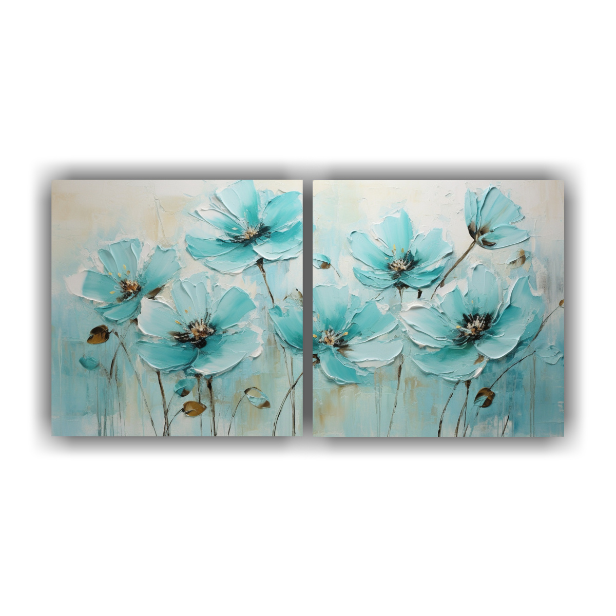 Cuadro Decorativo De Flor Turquesa En Estilo Equilibrado - Decocuadros