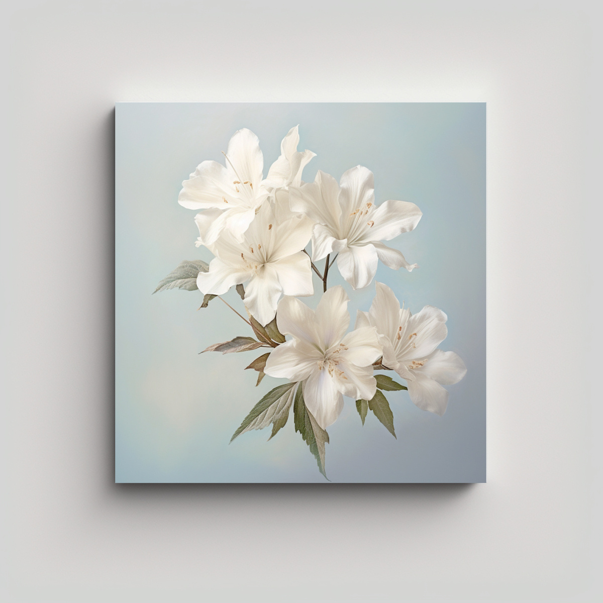 Cuadro Decorativo De Flores Blancas En Fondo Claro - DecoCuadros