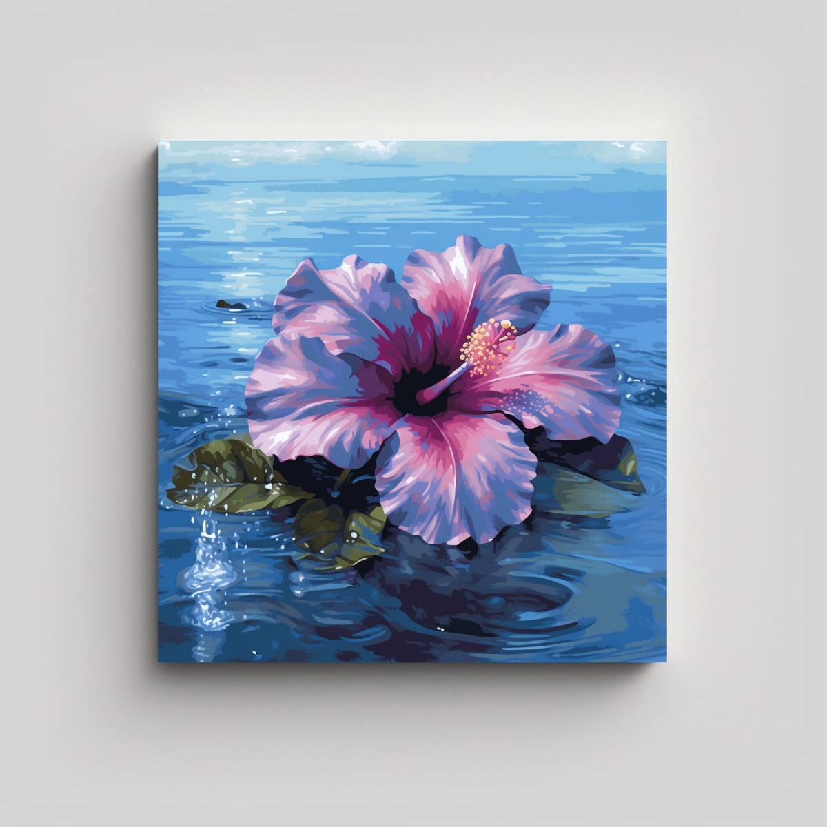 Cuadro Decorativo De Hibisco Azul En Agua - Composición Fotográfica - Decocuadros