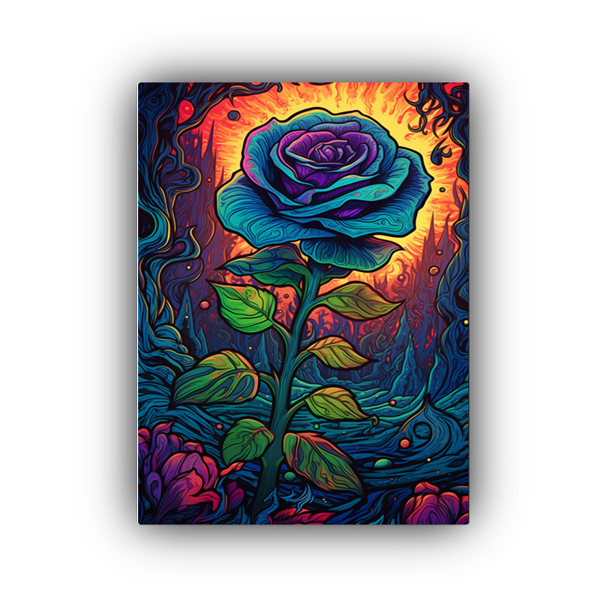 Cuadro Decorativo Lienzo Sublimado Rosa Acuarela Hojas Abstractas - Decocuadros