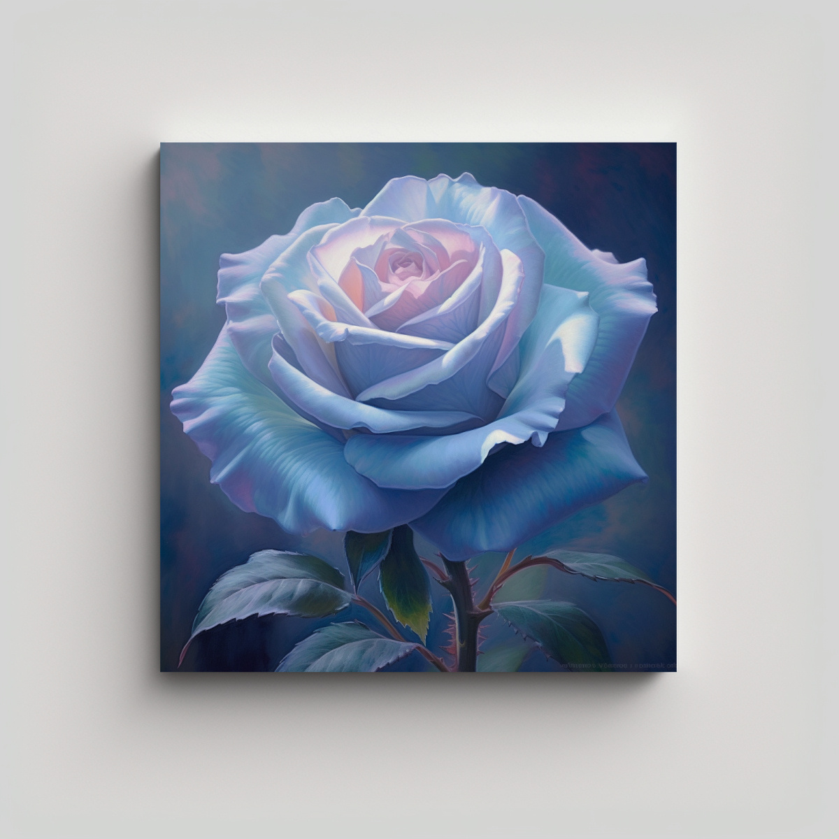 Cuadro Decorativo De Rosa Azul Pastel En Tela - Compra Online - Decocuadros