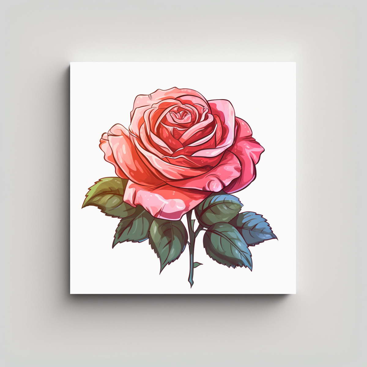 Cuadro Decorativo De Rosa Cartoon En Colores Reflejados En Alta ...