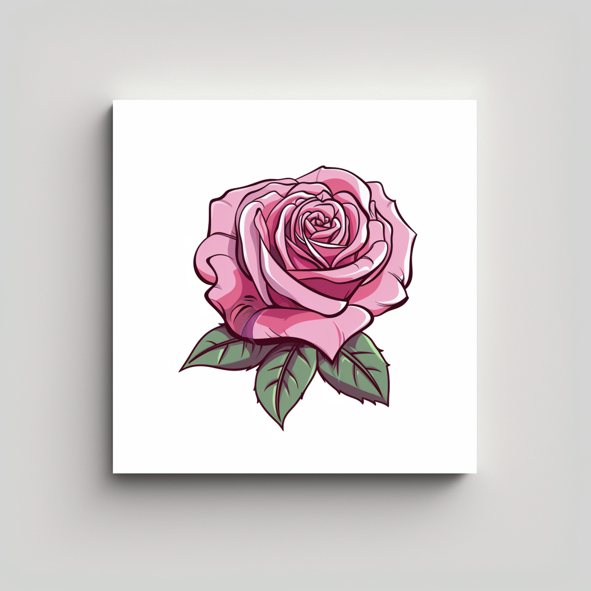 Cuadro Decorativo De Rosa Rosa En Simetría Sobre Fondo Blanco - DecoCuadros