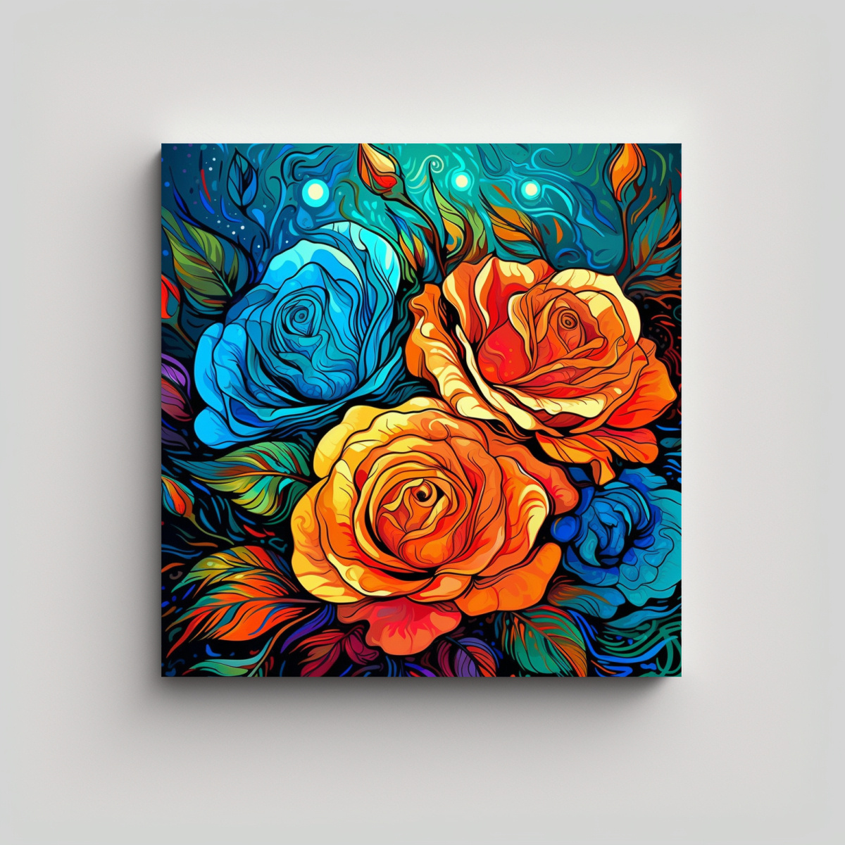 Cuadro Decorativo De Rosas En Vividos Colores Con Tela Sublimada - Decocuadros