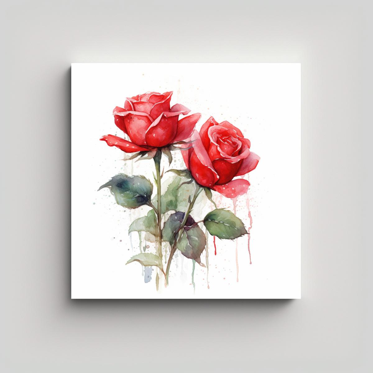 Cuadro Decorativo De Rosas Rojas En Acuarela Para Cuarto - Decocuadros