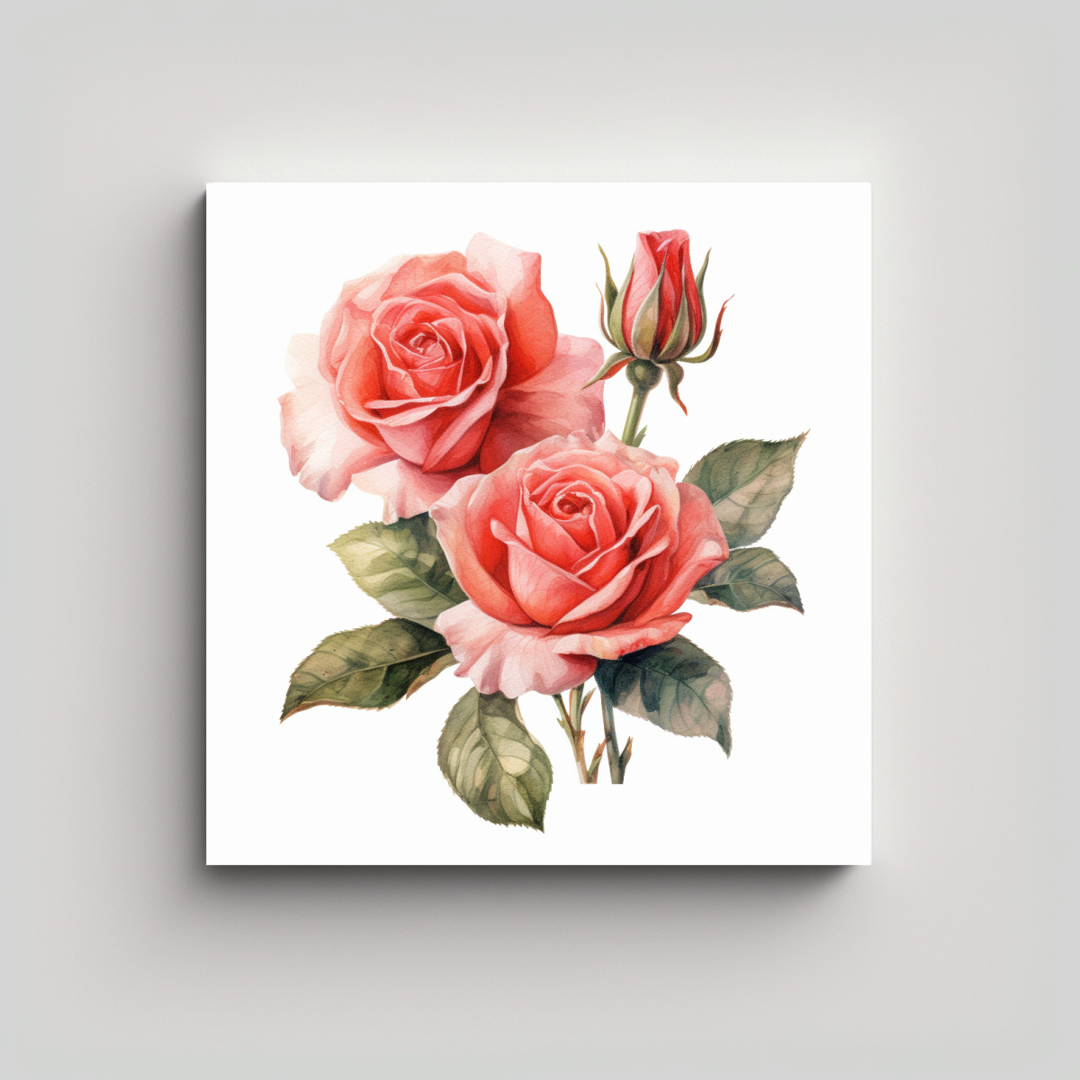 Cuadro Decorativo De Rosas Vintage Realistas En Acuarela Lienzo Tela - DecoCuadros