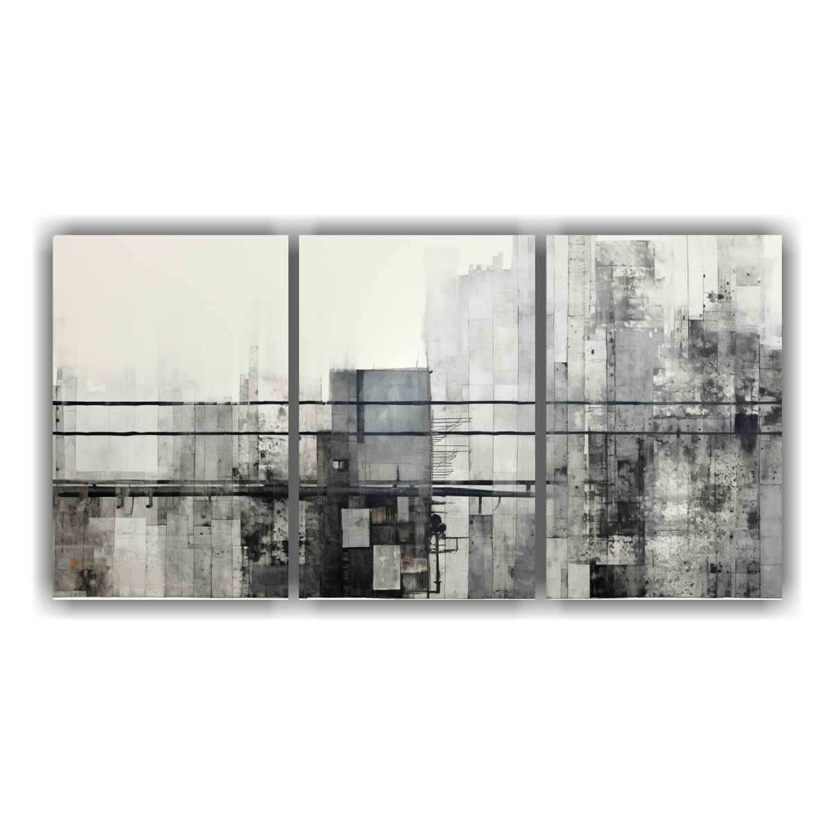 Cuadro Decorativo De Tela Sublimada Con Collage Abstracto De Texturas Y Grises Urbanos - Decocuadros