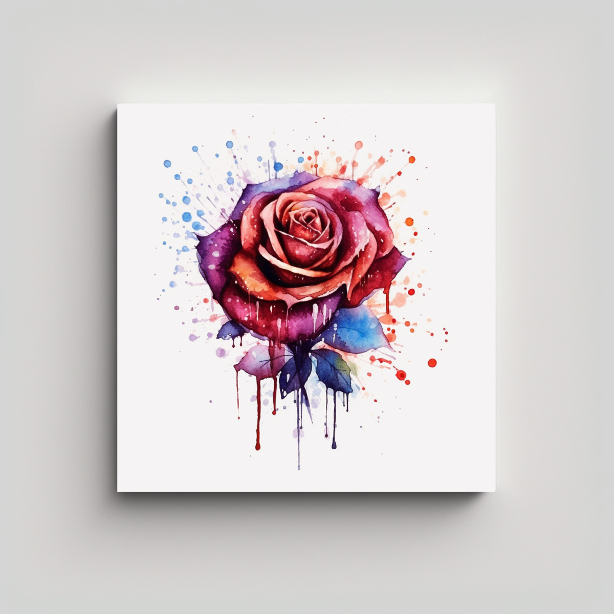 Cuadro Decorativo Duradero Canva: Diseño En Acuarela De Rosa - Decocuadros