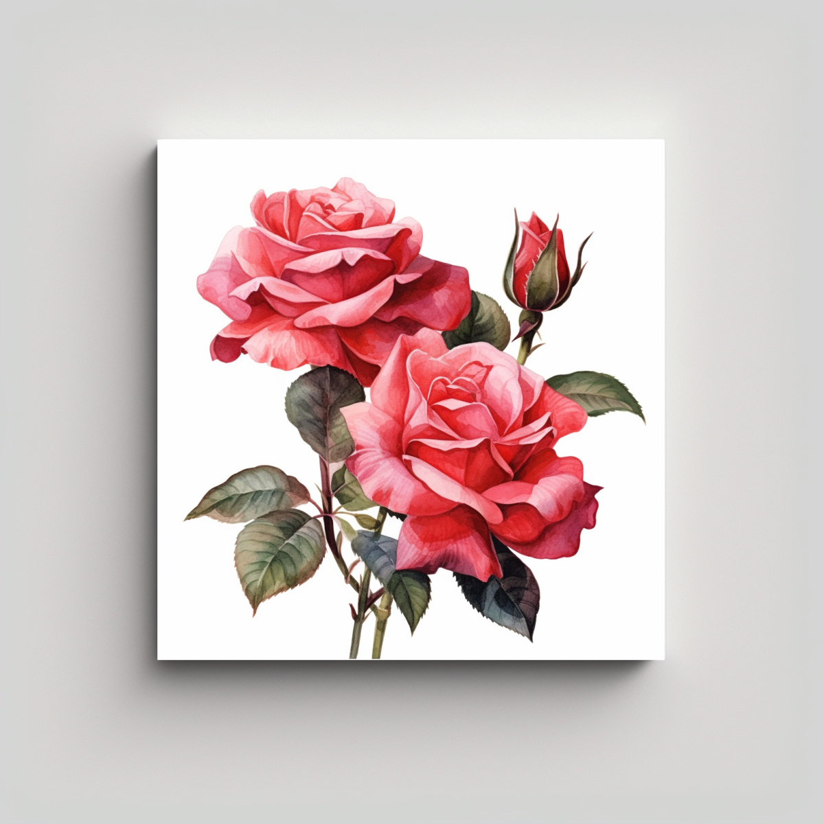 Cuadro Decorativo Espacial Con Bouquet De Rosas Rojas Acuarela - DecoCuadros