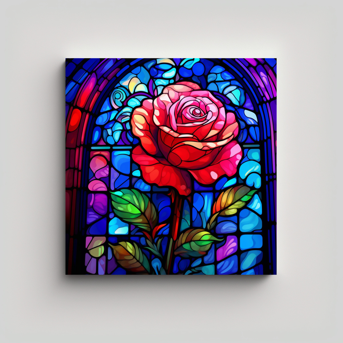 Cuadro Decorativo Espectacular: Rosa Colorida Frente A Vidriera ...