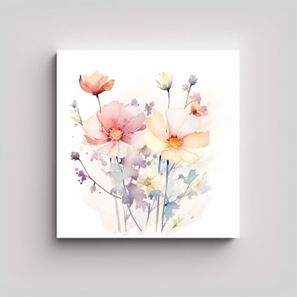 Cuadro Decorativo: Flores Silvestres En Acuarela Y Finas Líneas Lineales - Decocuadros