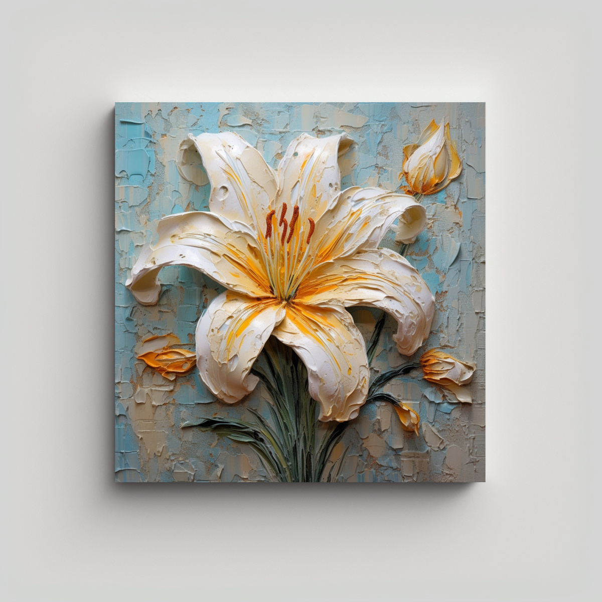 Cuadro Decorativo Estético: Lily Colorido Con Pigmento Amarillo En Lienzo - Decocuadros