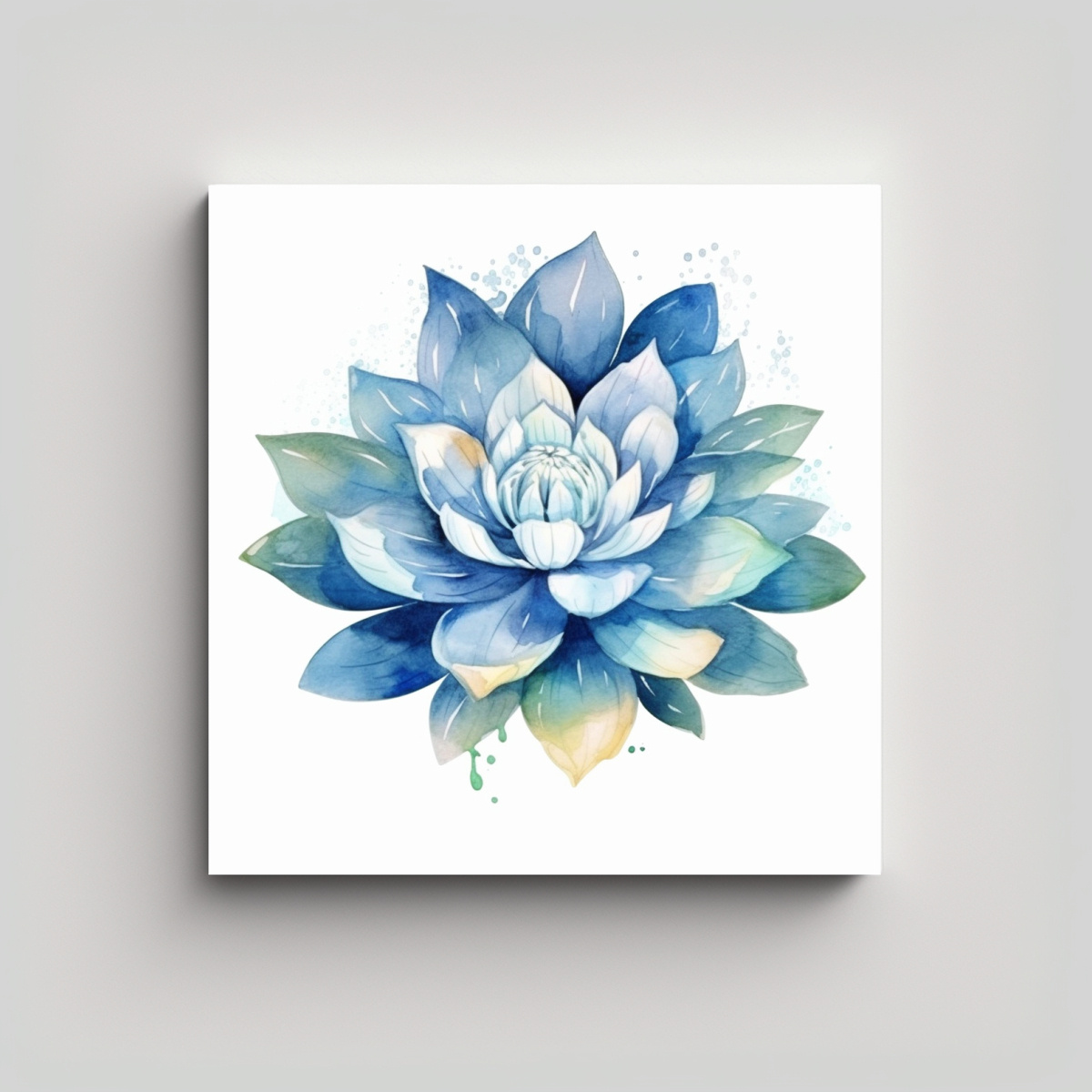 Cuadro Decorativo Lienzo De Líneas Finas Con Loto Azul En Acuarela ...