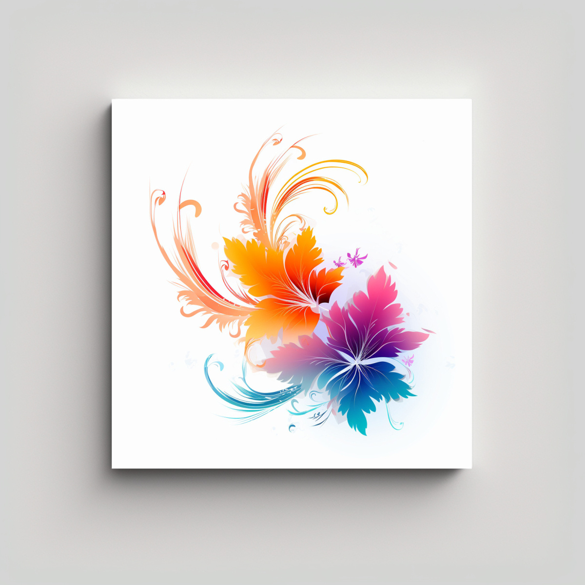 Cuadro Decorativo Lienzo Sublimada - Diseño Floral Abstracto Y Degradado - Decocuadros