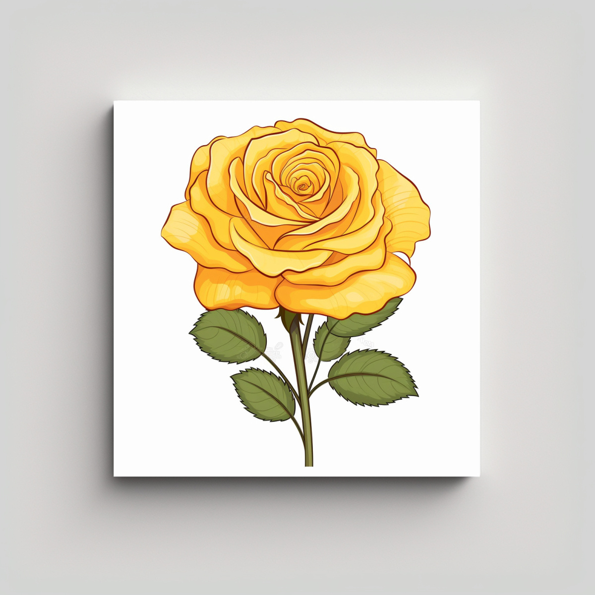 Cuadro Decorativo Moderno: Rosa Amarilla De Dibujos Animados En Canva - Decocuadros