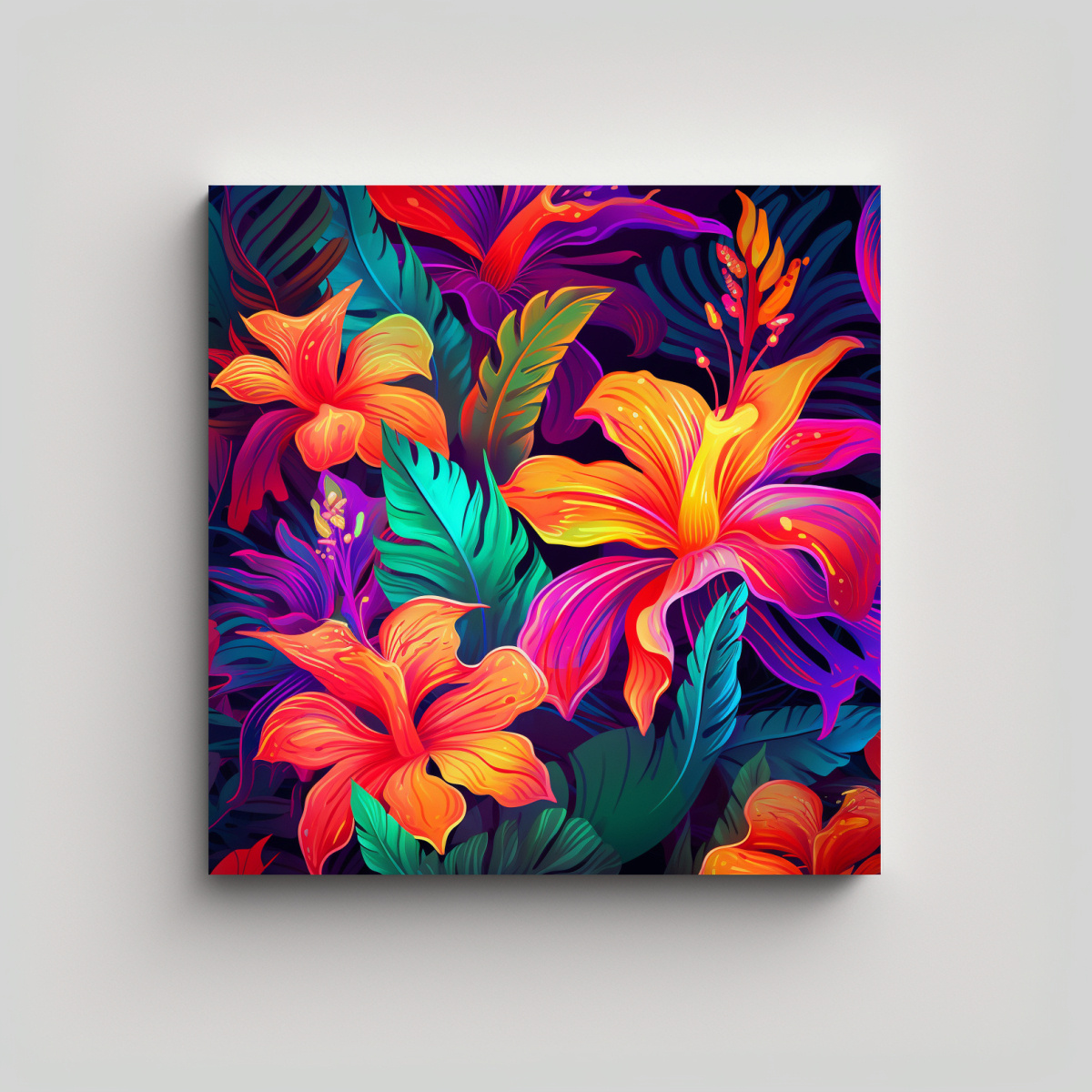 Cuadro Decorativo Neon Tropical: Lienzo De Movimiento Y Reflejo ...