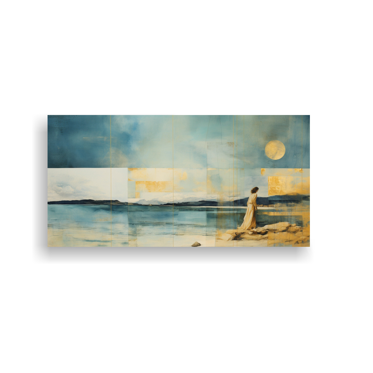Cuadro Decorativo Resolución Alta En Teal Y Oro Watercolor De Carnesi ...