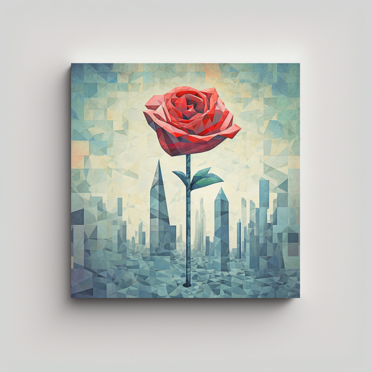 Cuadro Decorativo - Rosa Roja En Lienzo De Colores Vibrantes - Decocuadros