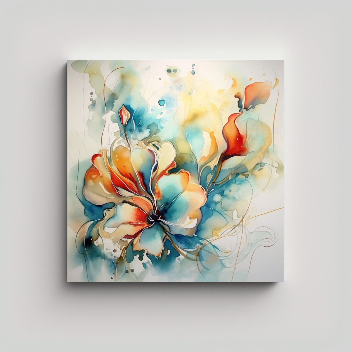 Cuadro Decorativo Tela Sublimada Floral Abstracto En Acuarela Majestuosa - Decocuadros