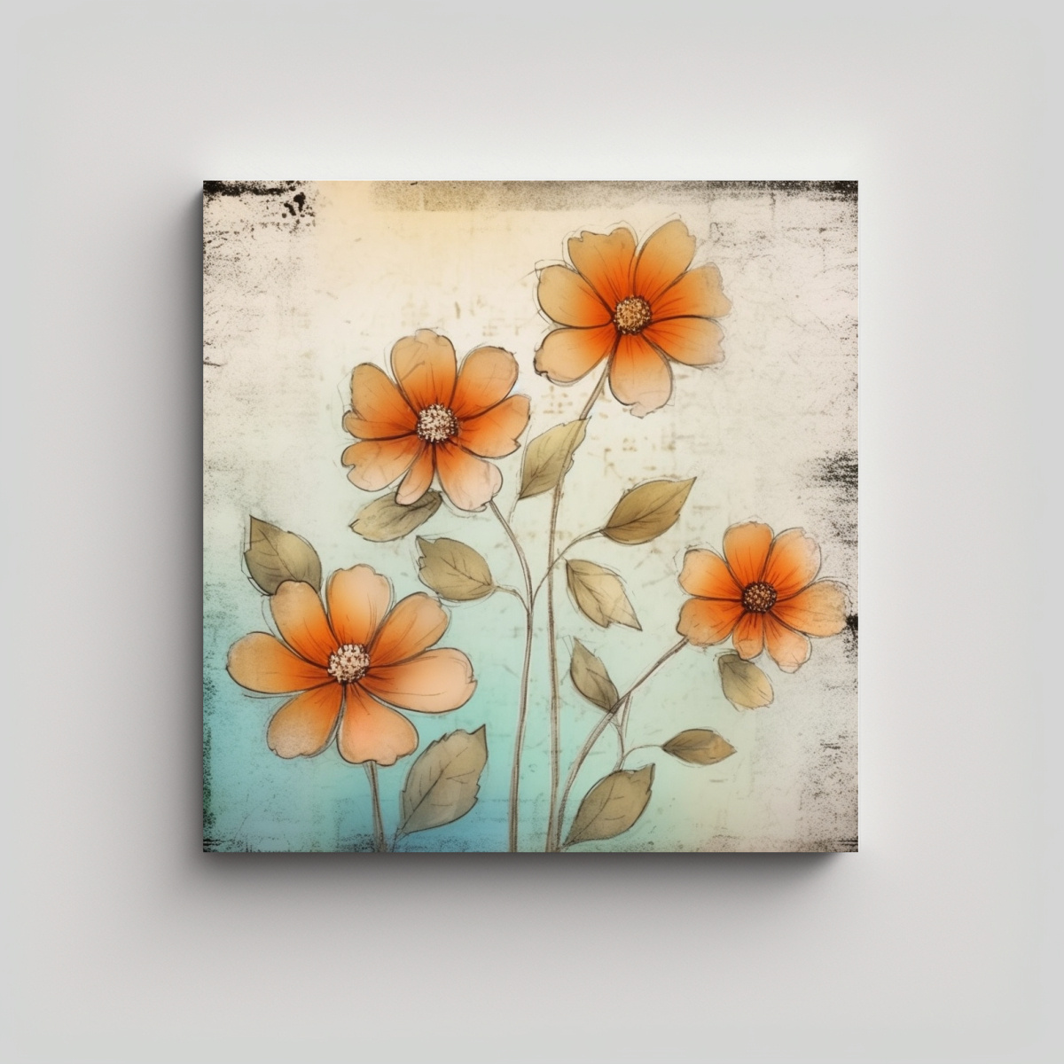 Cuadro Decorativo Vintage: Flores Simples Y Arte De Líneas Finas Para Baño - Decocuadros