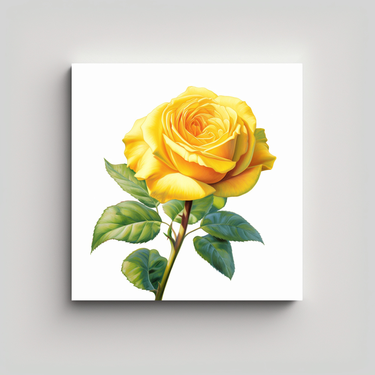 Cuadro De Rosa Amarilla Ilustrada - Composición Vibrante Y Detallada - Decocuadros