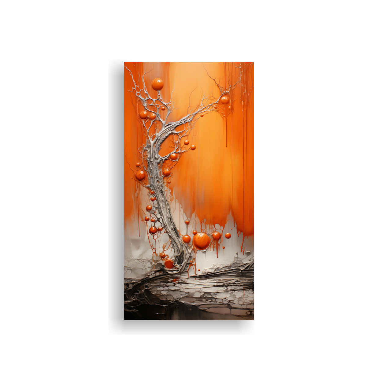 Cuadro Estilo Abstracto En Colores Naranja Y Plata Vivo - Compra Online En DecoCuadros