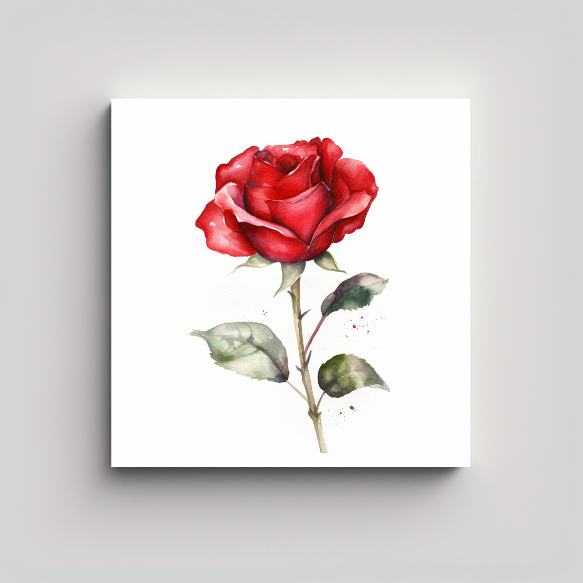 Cuadro Exclusivo De Rosa Roja En Acuarela - Decoración Única - Decocuadros