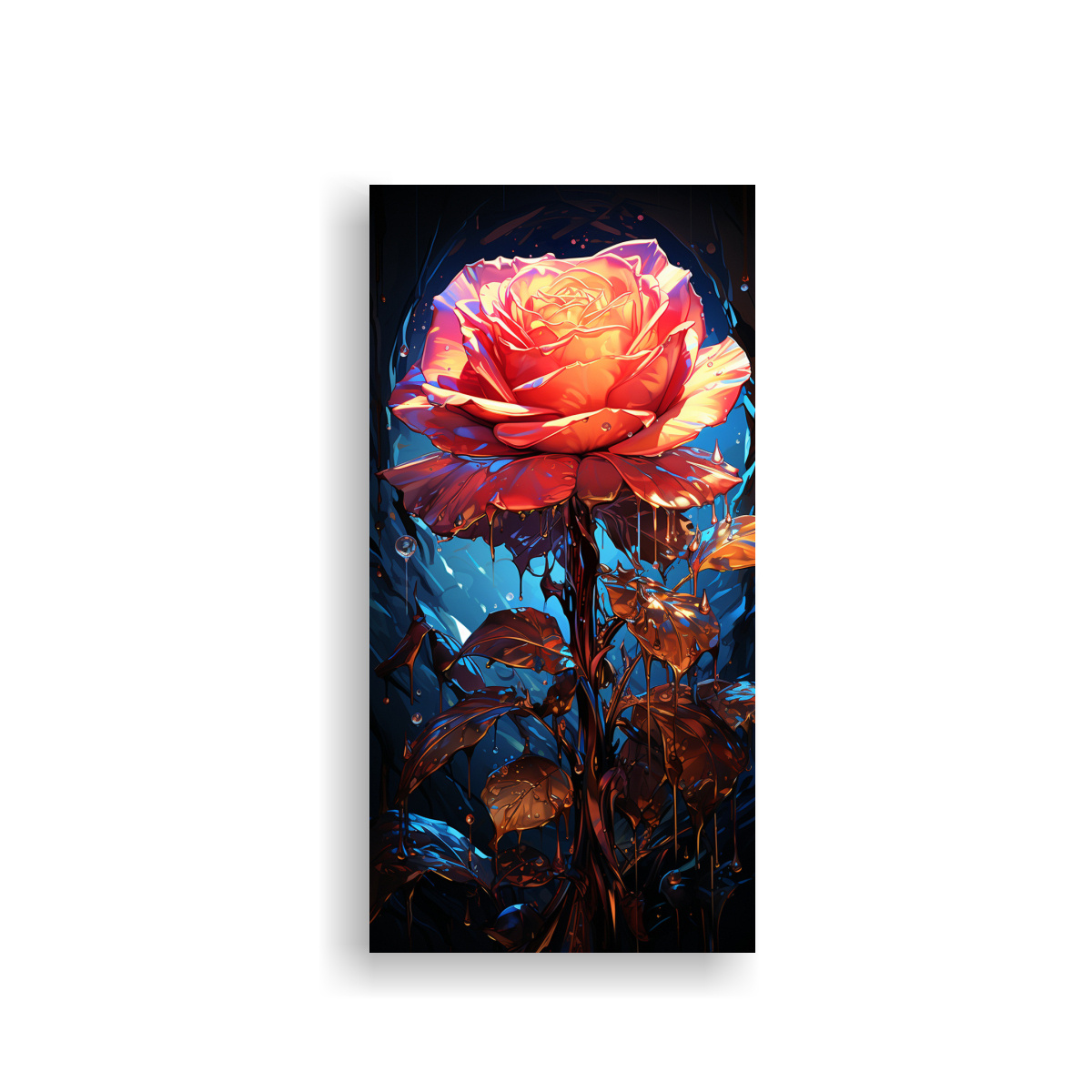 Cuadro Movimiento Rosa Con Gotas Decoración Pinturas - Decocuadros