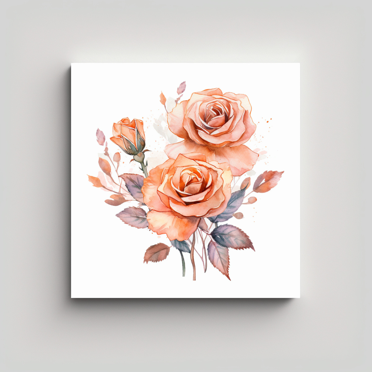 Cuadro Expresión Temática Flores Oro Rosa Estilo Acuarela Fondo Sereno - DecoCuadros