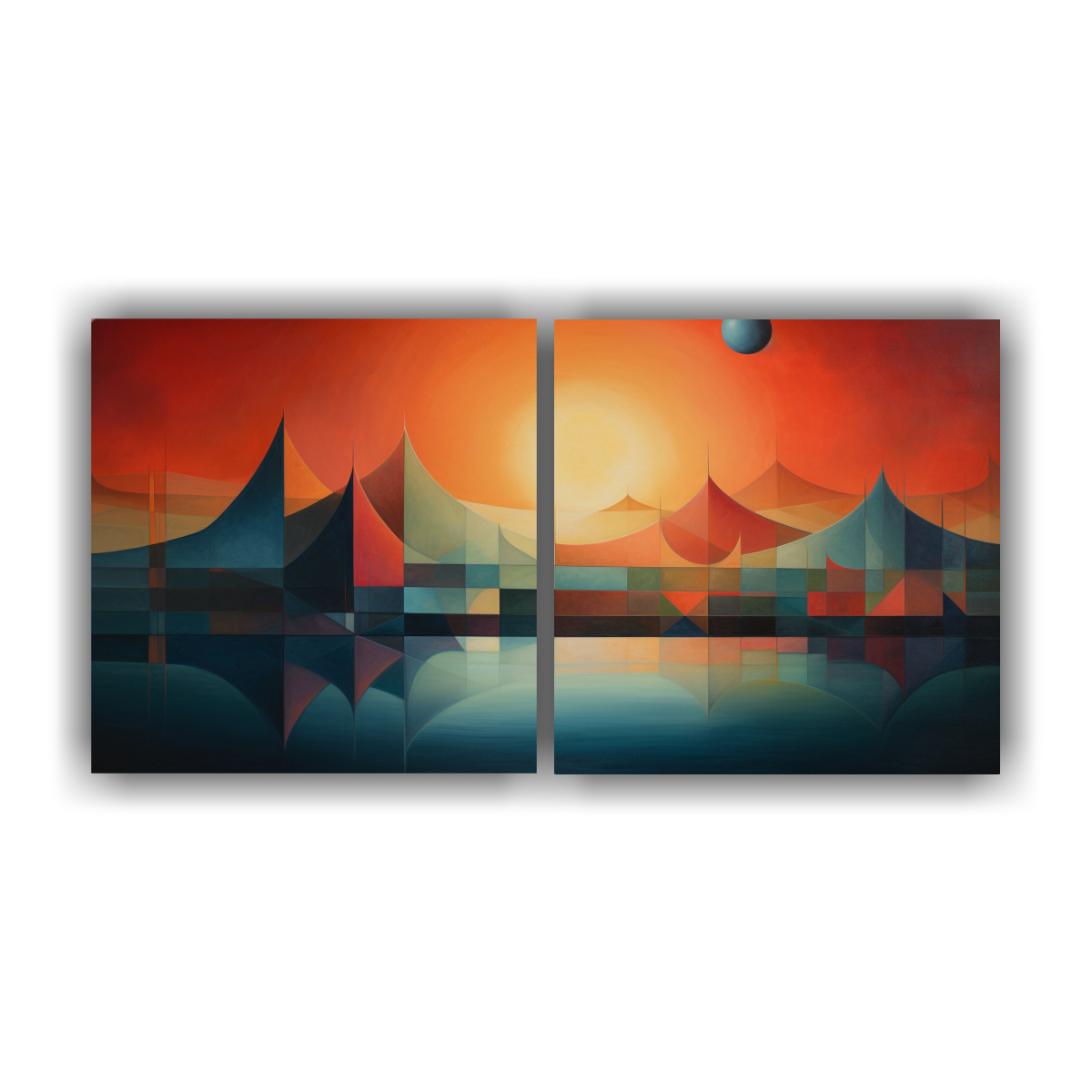 Cuadro Geométrico Abstracto En Bastidor, Expresión época Paisaje - DecoCuadros