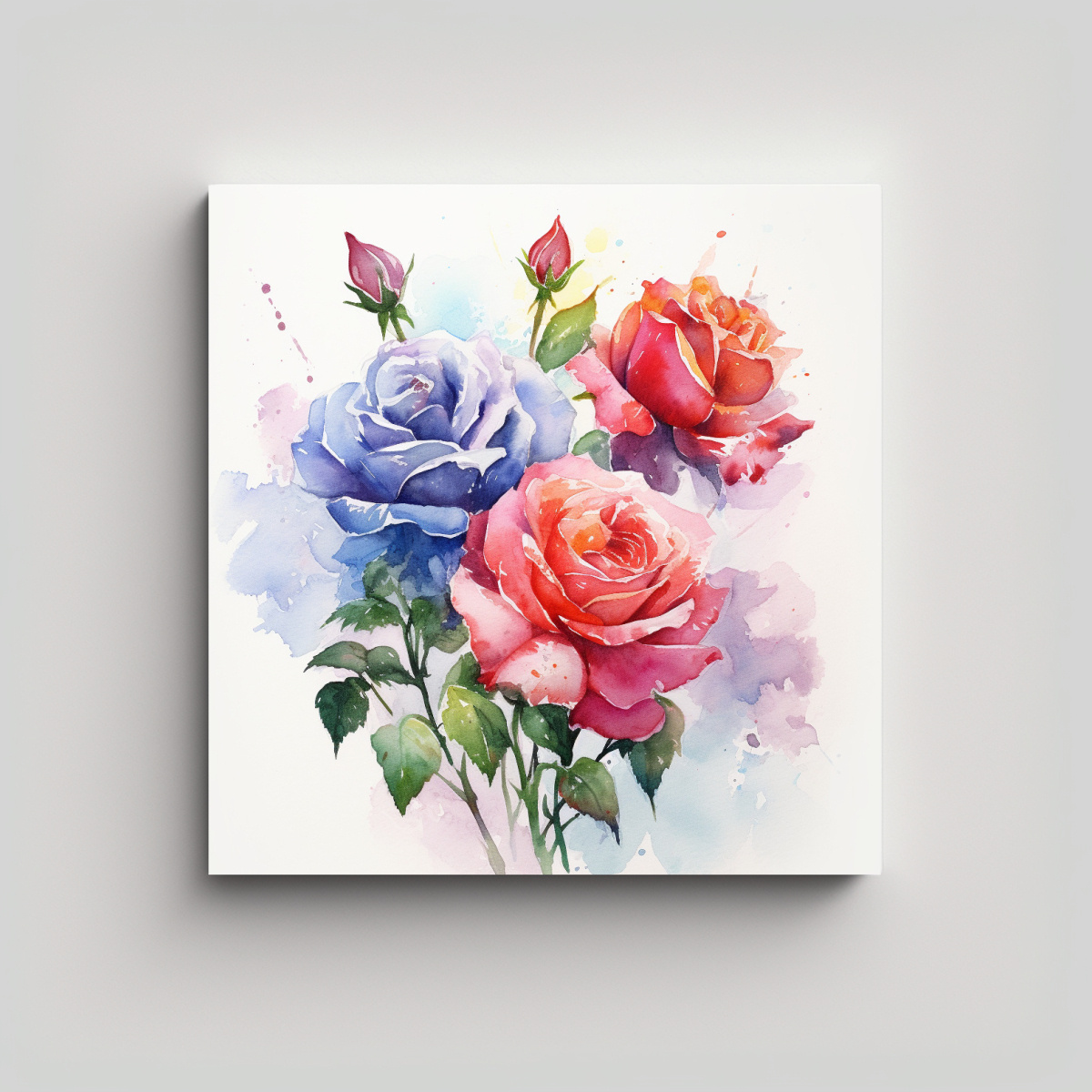 Cuadro Innovador De Rosas En Acuarela Sobre Fondo Blanco - Decocuadros