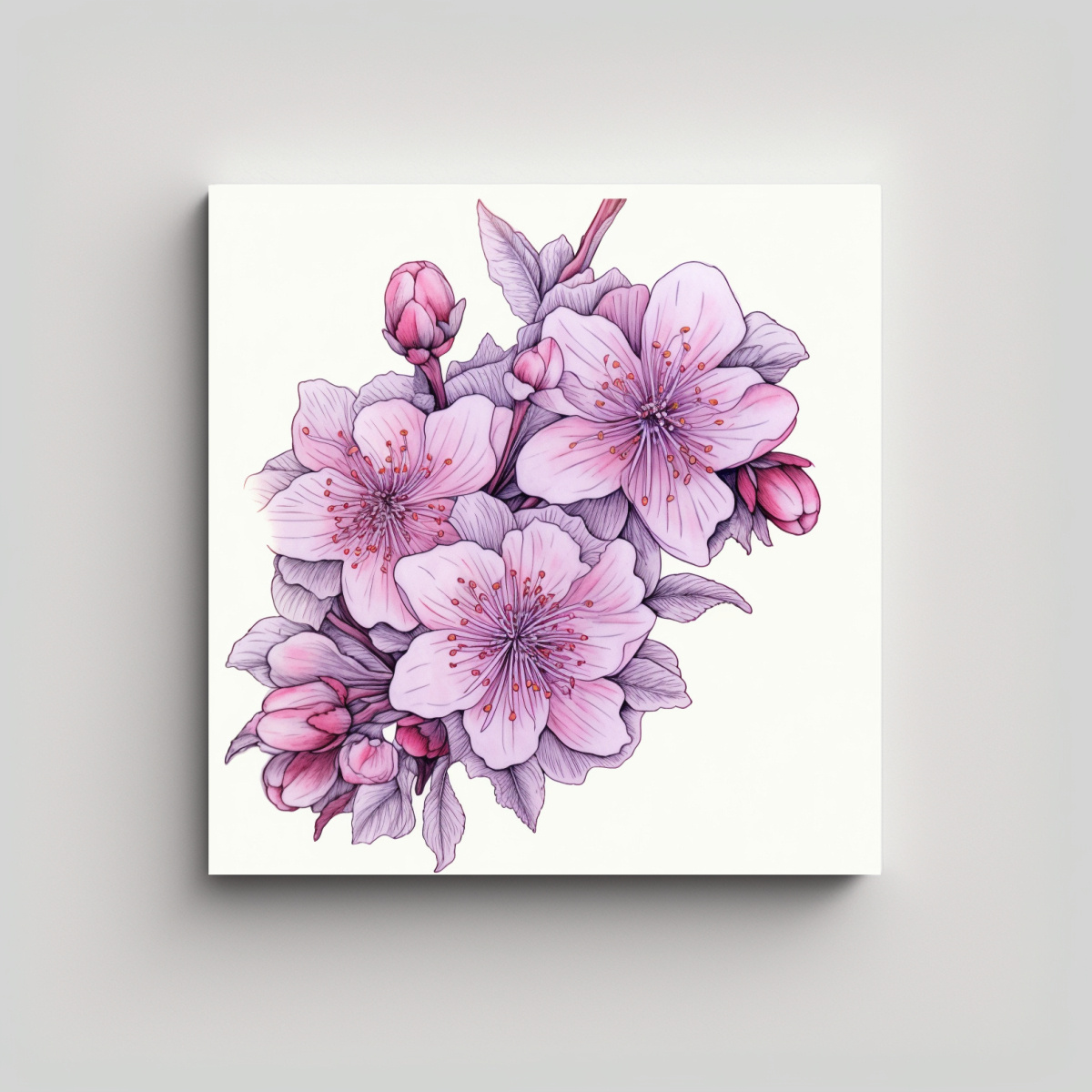 Cuadro Decorativo Kimi Con Flores De Sakura - Decocuadros