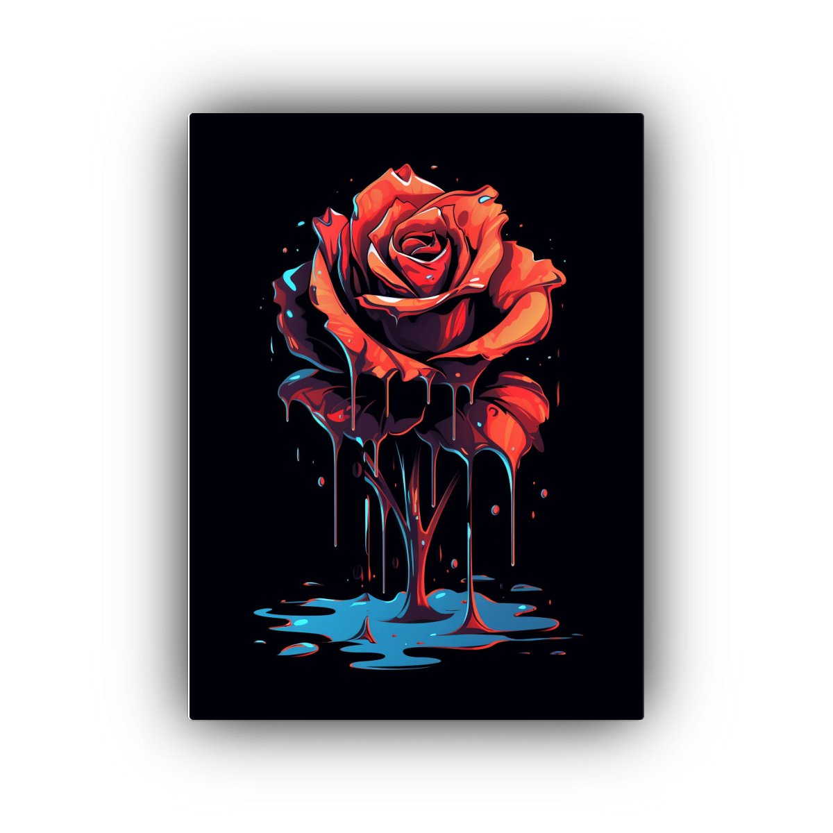 Cuadro Lienzo Arte Finas Líneas Rosa Derritiéndose Estilo Plano Negro ...