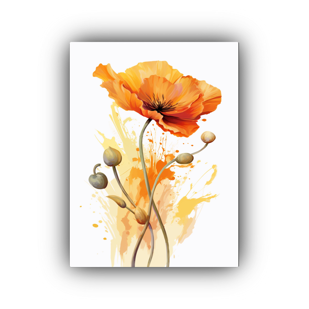 Cuadro Lienzo Moderno De Amapola Naranja Con Relieve Elegante - Decocuadros