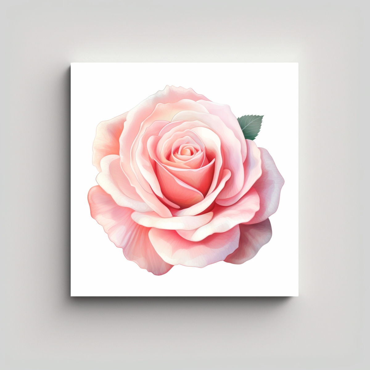 Cuadro Lienzo Original Con Rosa Rosa Pastel Lienzo En Fondo Blanco ...