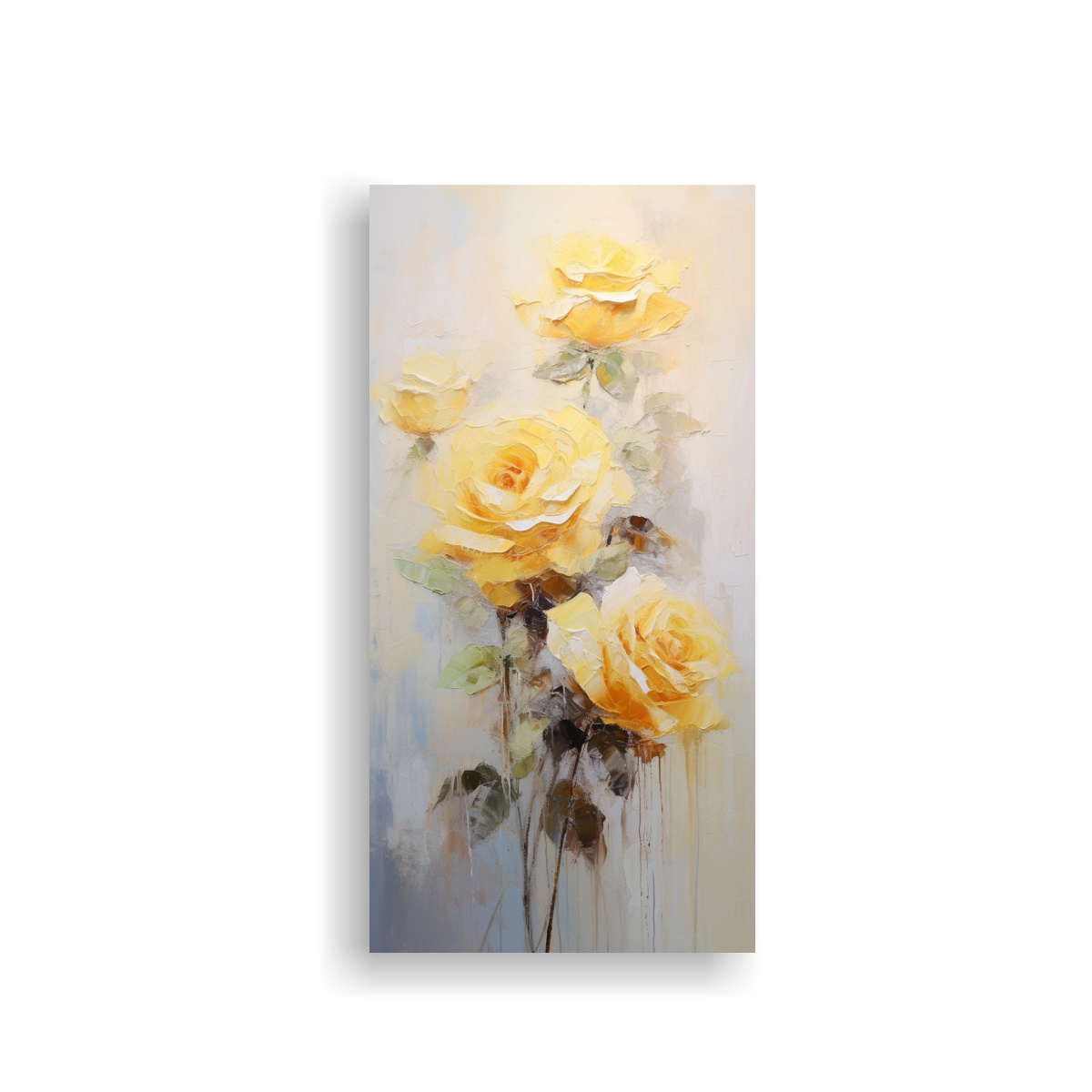 Cuadro Lienzo Vintage De Rosas Amarillas Estilo Decorativo - Decocuadros