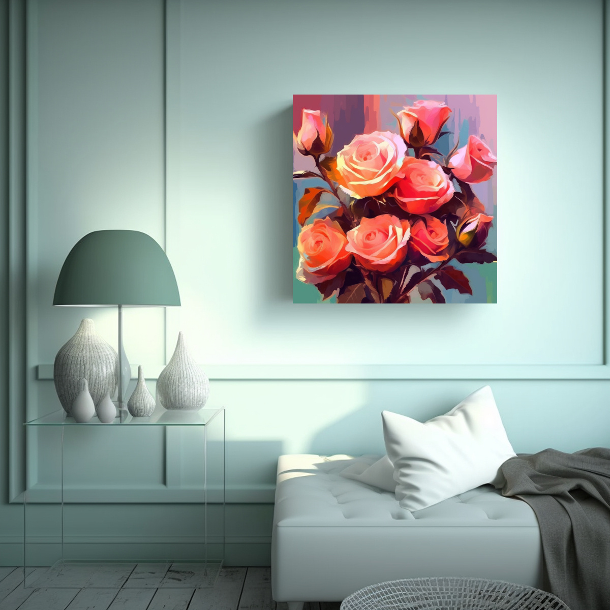 Cuadro Moderno Colorido Rosa Luminosa Arte Lienzo Tela Estilo Vivo ...