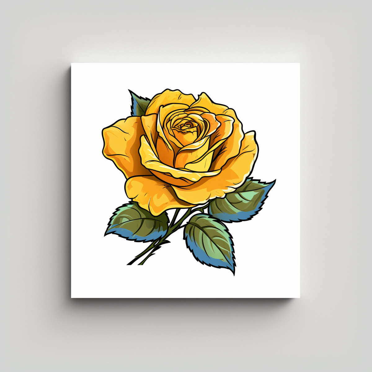 Cuadro Moderno De Rosa Amarilla: Personalidad En Lienzo Blanco - Decocuadros